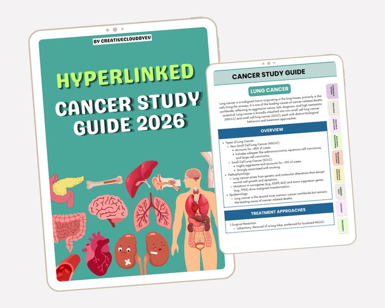 Oncology Nursing Study Guide, Cancer Types, Med Surg Notes (PDF & PNG ...