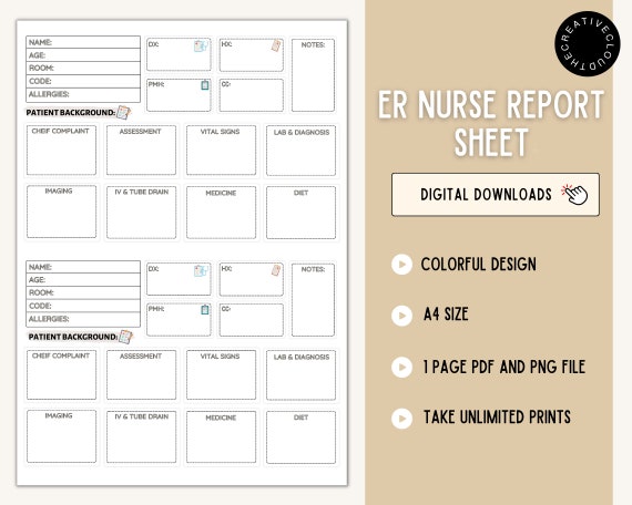 ER Nurse Report Sheet ER Nurse Report ER Report Sheet Er - Etsy