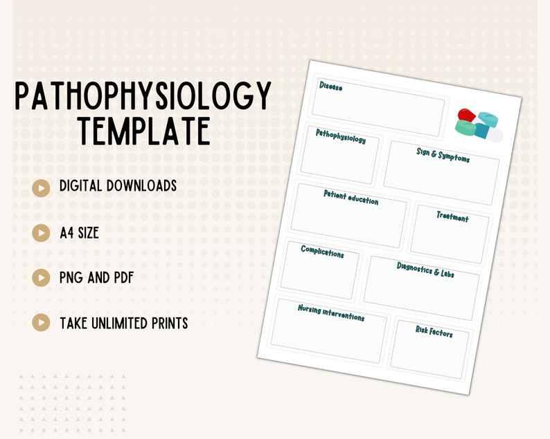 Pathophysiology Template Med Surg Template Study Guide Template Nursing ...