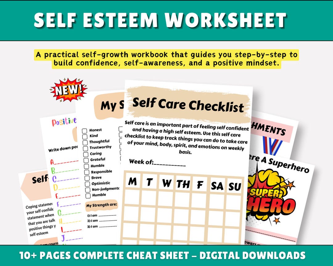Self Esteem Workbook, CBT, DBT Therapy Worksheets, 2026 Editio (PDF) - Etsy