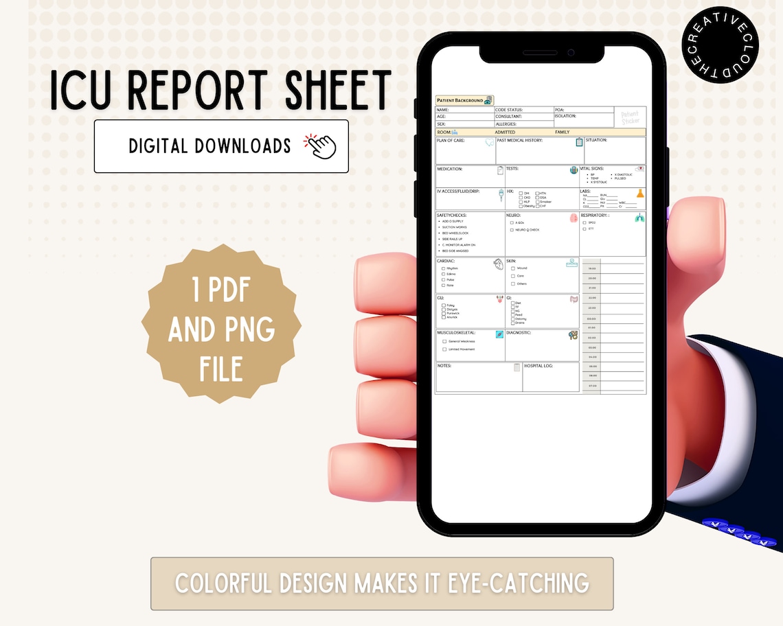 ICU Report Sheet ICU Nurse Report Sheet Nurse Report Sheet - Etsy