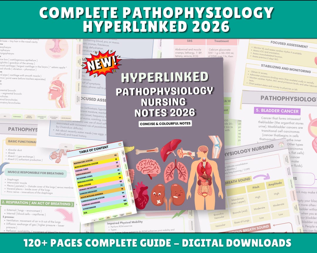Pathophysiology Nursing Study Guide, 120+ Pages, Hyperlinked All ...