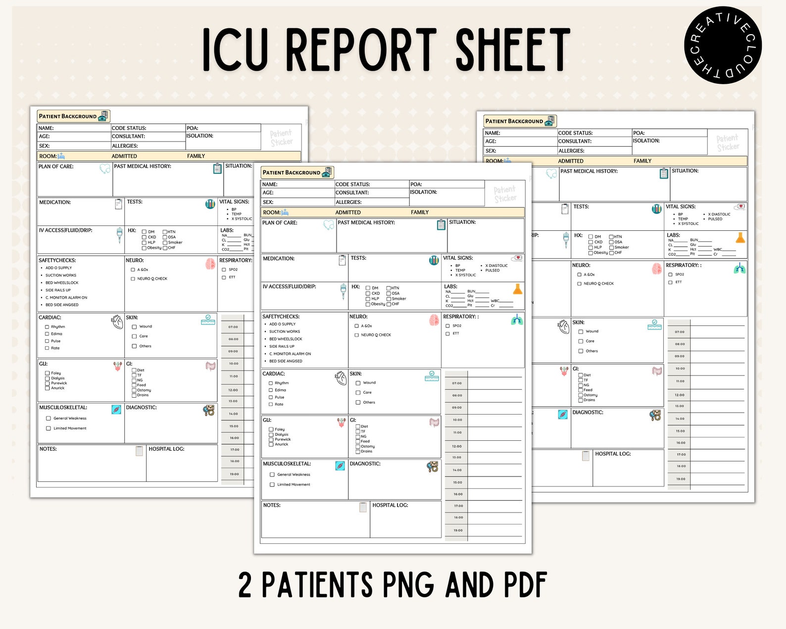 ICU Report Sheet ICU Nurse Report Sheet Nurse Report Sheet - Etsy