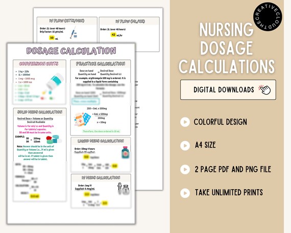 Dosage Calculations Nursing Dosage Calculations Dosage - Etsy