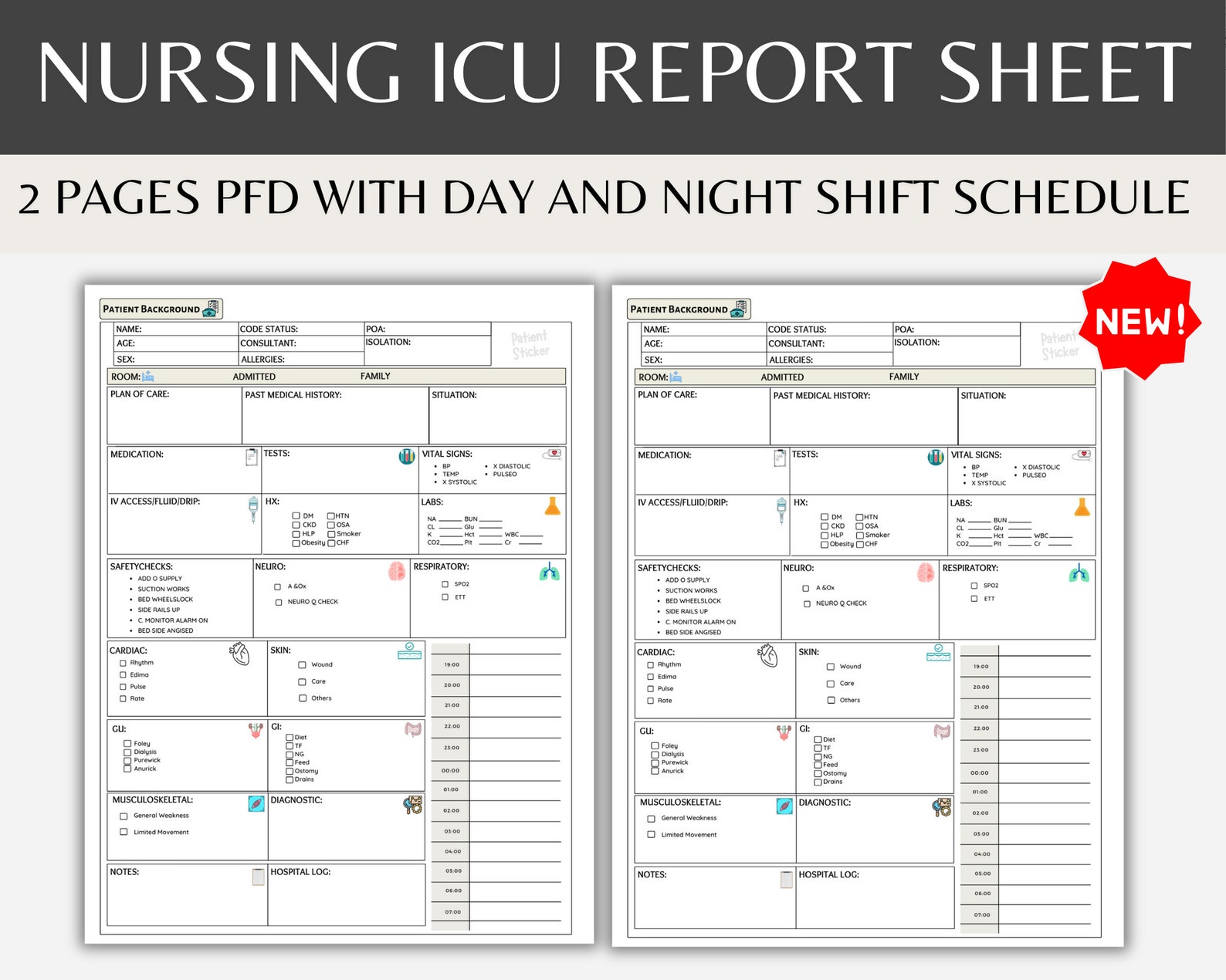 ICU Report Sheet - ICU Nurse Report Sheet - Nurse Report Sheet - Med ...