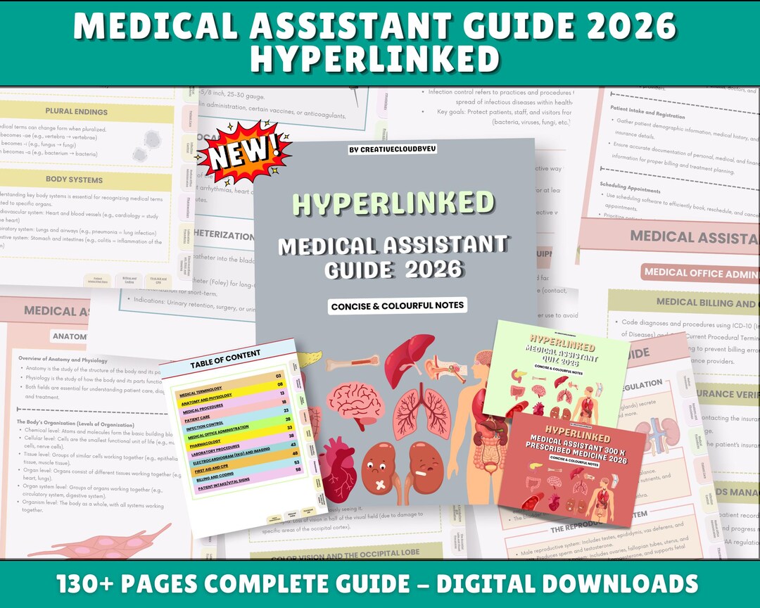 Medical Assistant Study Guide, 130+ Pages CMA, MA Notes, Healthcare ...