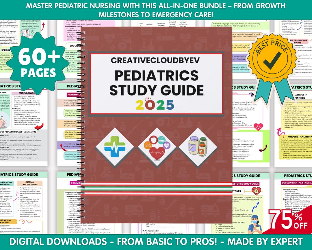 Advance Pediatrics Study Guide Bundle 2025, Nursing School Bundle ...