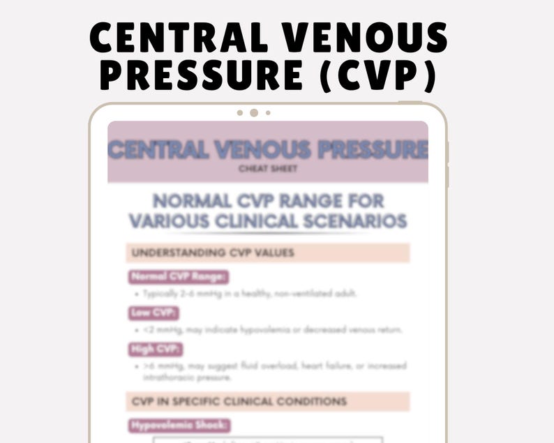 CVP Cheat Sheet, CVICU Nurse Notes, Central Venous Pressure Cheat Sheet ...