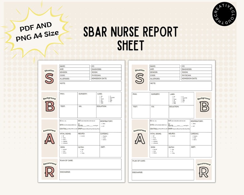 SBAR Nurse Report SBAR Nursing Nurse Report Sheet Nurse - Etsy