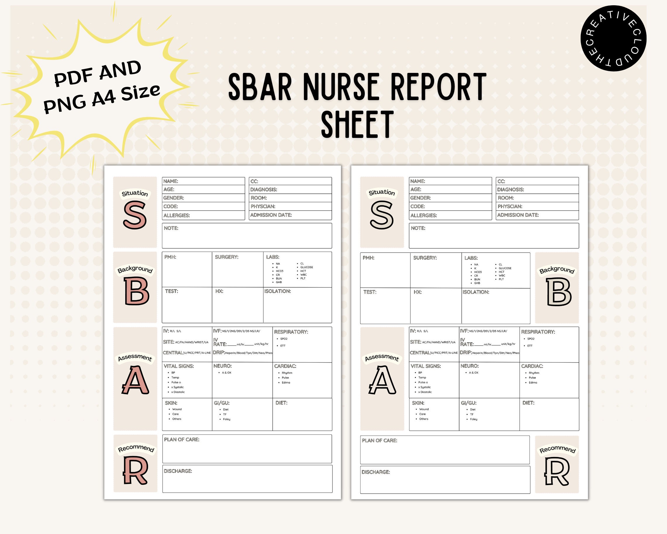 SBAR Nurse Report SBAR Nursing Nurse Report Sheet Nurse - Etsy