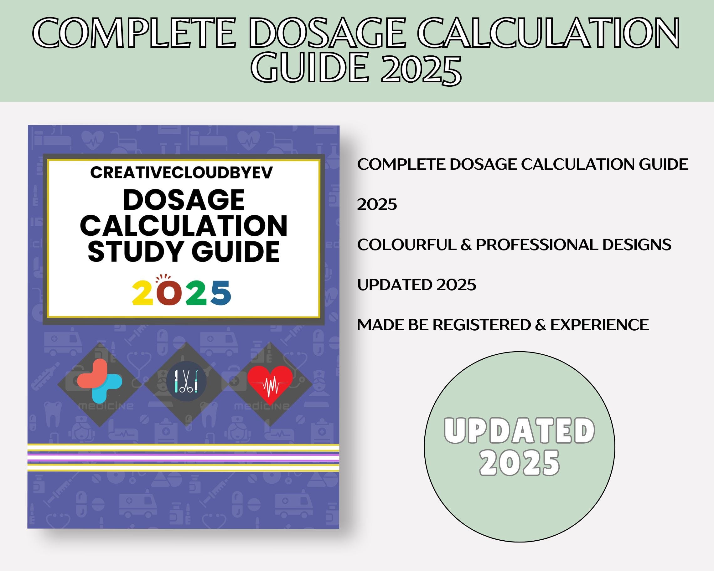 Dosage Calculation Study Guide: Nursing School Notes (PDF & PNG) - Etsy