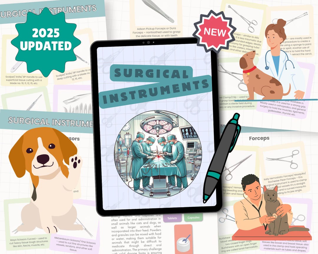 Vet Tech Surgical Instruments Guide: Cheat Sheet & Study (digital ...
