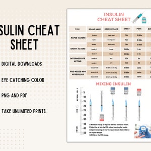 Insulin Nursing Cheat Sheet: Pharmacology Notes (PDF & PNG) - Etsy