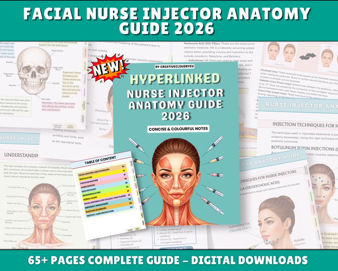 Facial Nurse Injector Anatomy Guide, Injection Techniques Hyperlinked ...