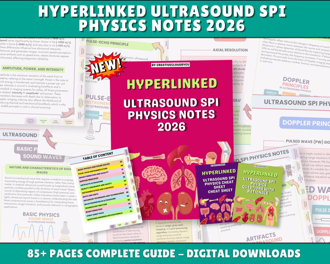 Ultrasound Physics SPI Study Notes: Sonography Exam Prep, HYPERLINKED ...