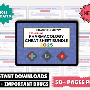Pharmacology Cheat Sheet Bundle, Nursing Notes Study Guide | 200+ Drug ...