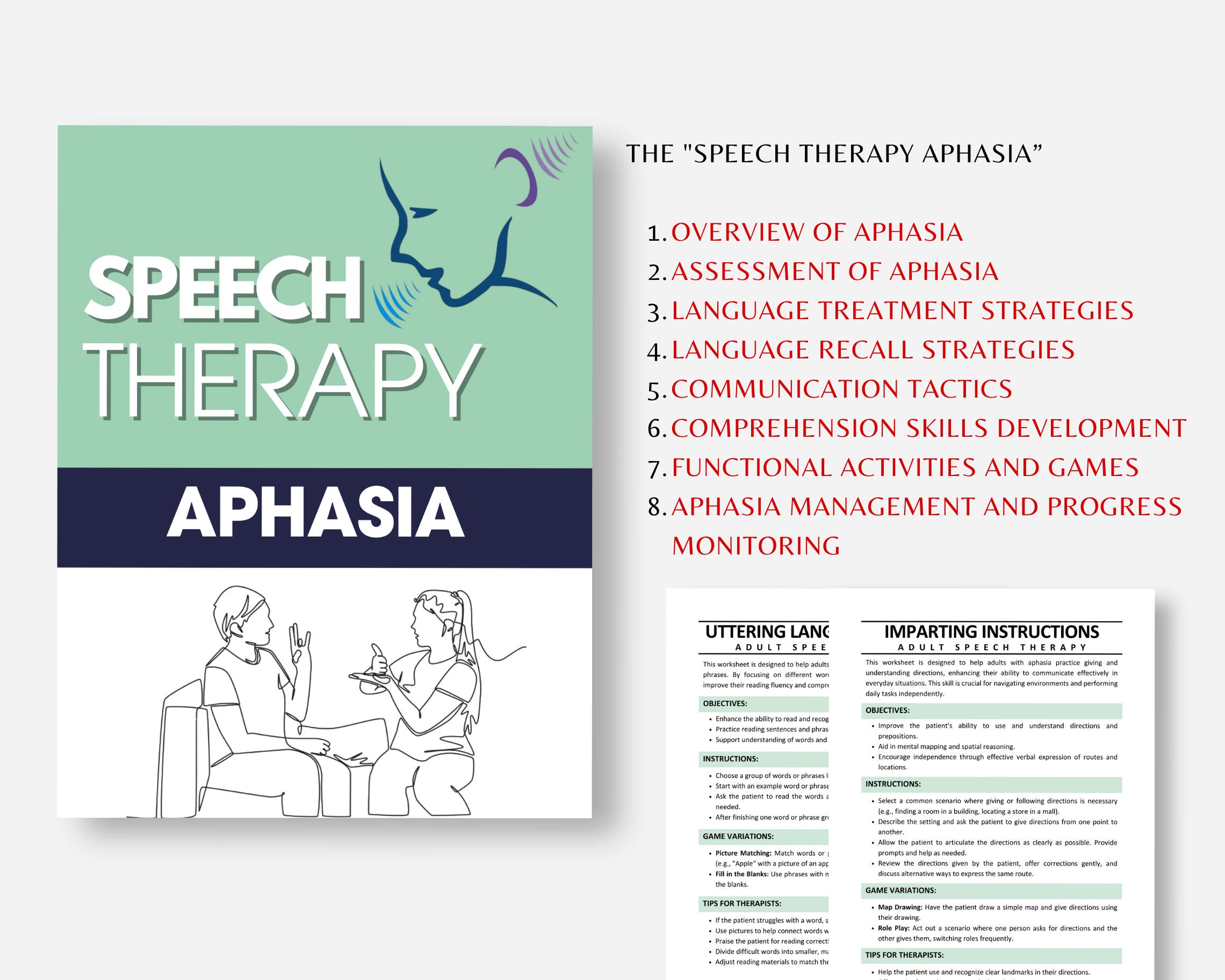 Aphasia Pack, PDF, Patient Handouts, Worksheets, Resources, Stroke, CVA ...