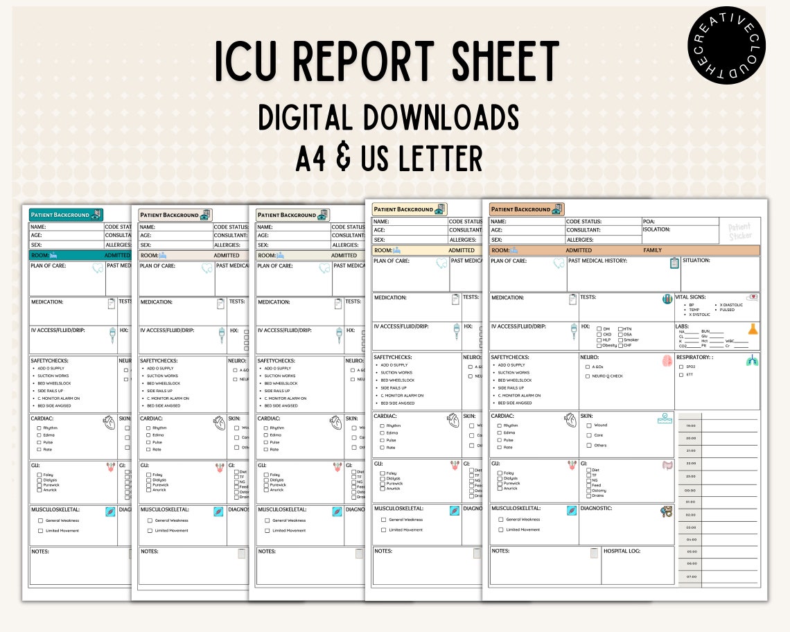 ICU Report Sheet - ICU Nurse Report Sheet - Nurse Report Sheet - Med ...
