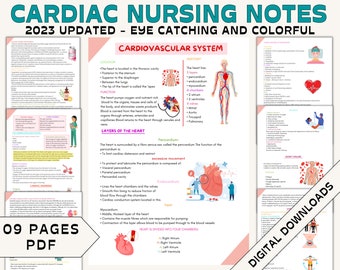Cardiac Nursing Notes Study Bundle - Etsy