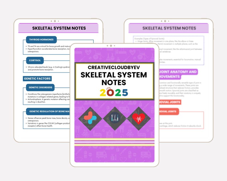 Skeletal System Notes 2025 Edition, 80+ Pages, Intro to Skeletal System ...