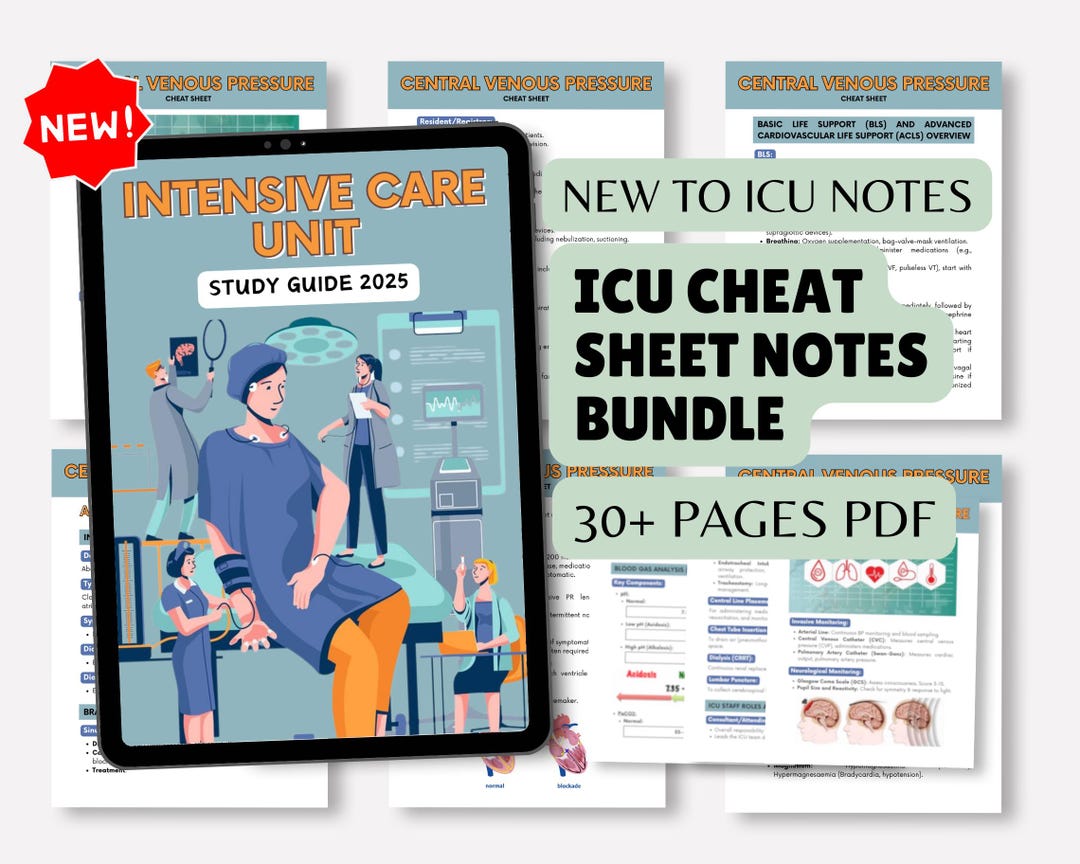 ICU Cheat Sheet Bundle, CVICU Nurse Notes, CCRN Study Guide, Ccrn ...