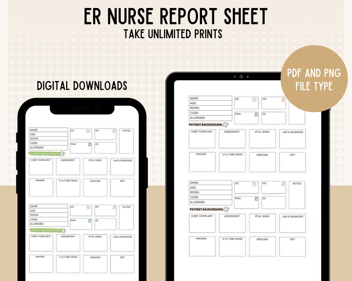 ER Nurse Report Sheet ER Nurse Report ER Report Sheet Er Nurse Brain ...