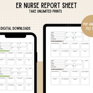 ER Nurse Report Sheet: Patient Organizer (PDF Downloads) - Etsy