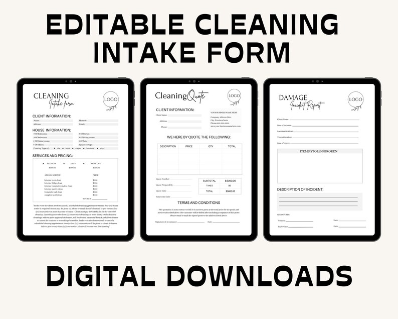 Editable Cleaning Intake Form Cleaning Service Contract Residential ...
