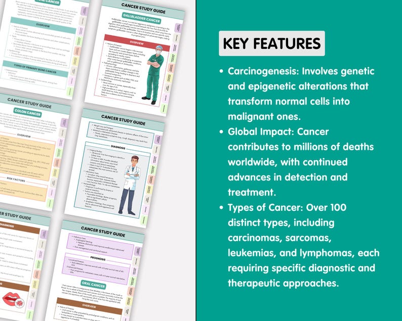 Oncology Nursing Study Guide, Cancer Types, Med Surg Notes (PDF & PNG ...