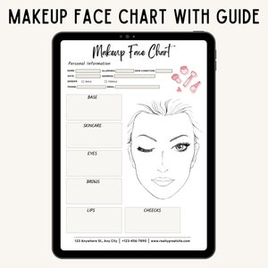Editable Makeup Face Chart Template: Artist Form (PDF & PNG) - Etsy