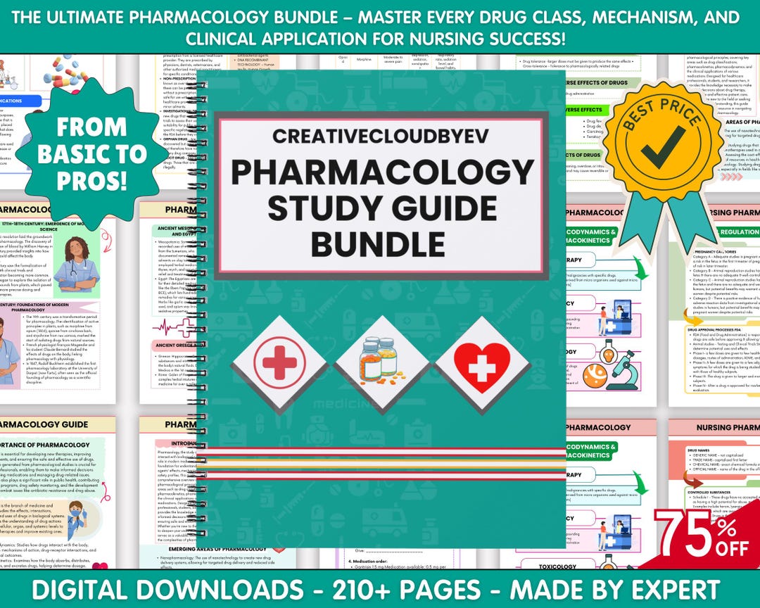 Complete Pharmacology Study Guide Bundle 210 Pages, Pharmacology Notes ...