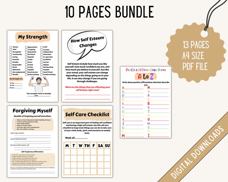 Self Esteem Workbook: CBT, DBT Therapy Worksheets (PDF) - Etsy