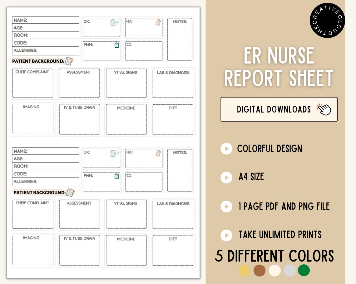 ER Nurse Report Sheet ER Nurse Report ER Report Sheet Er Nurse Brain ...