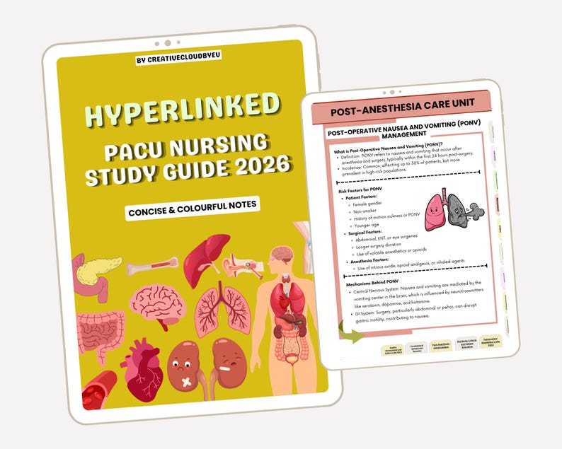 PACU Nursing Guide 2026, Cheat Sheet & Quiz, 180+ Pages Hyperlinked ...
