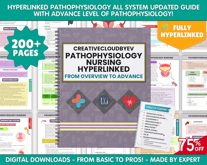 Pathophysiology Study Guide Bundle 200+ Pages Hyperlinked, Advance ...