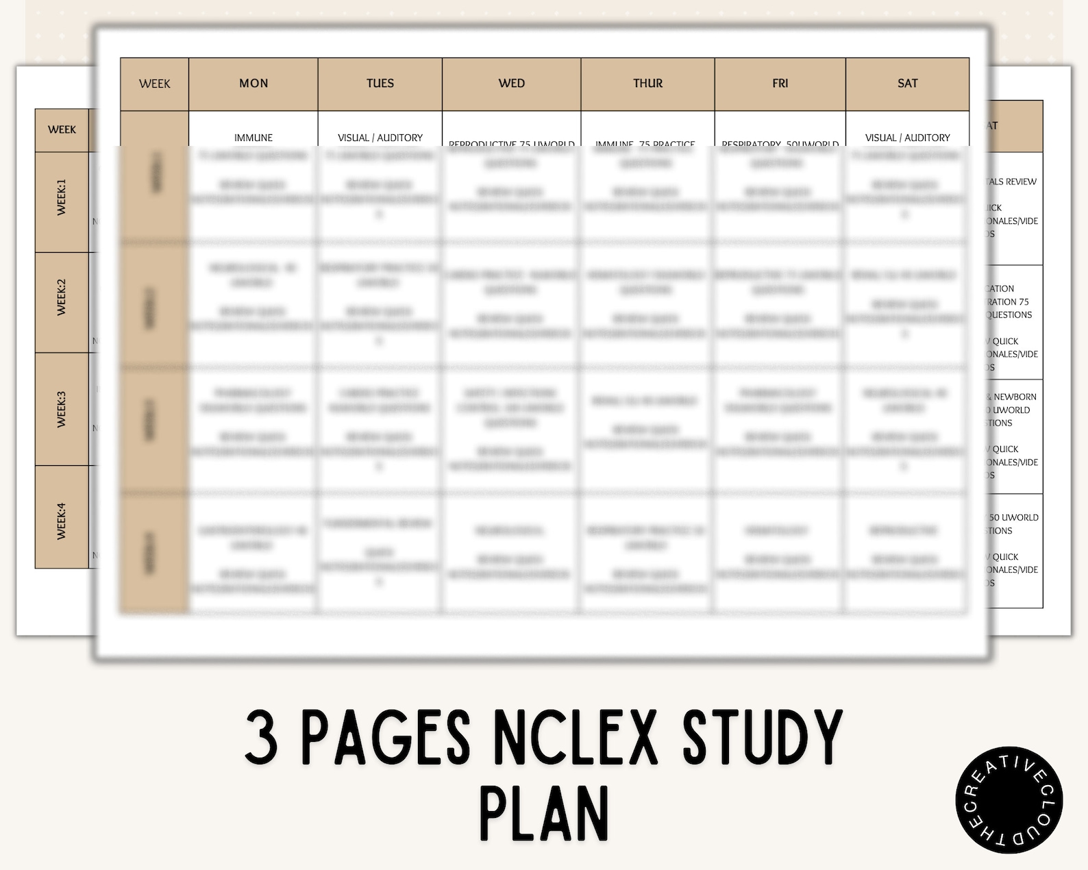 NCLEX Study Plan: 12-week Prep Schedule (PDF & PNG) - Etsy
