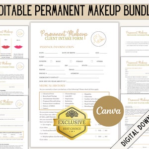 Editable Permanent Makeup Bundle Esthetician Forms Microblading Forms ...