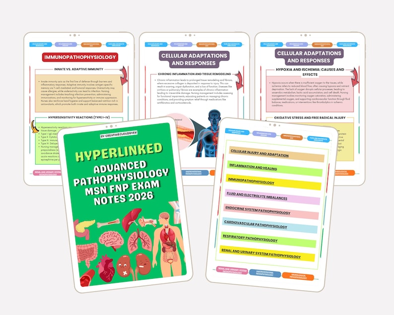 Advanced Pathophysiology MSN FNP Exam Notes All Exams - 15+ Categories ...