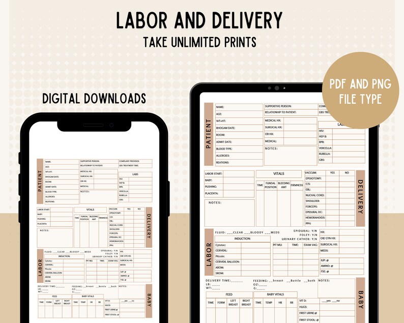 Labor and Delivery Report Sheet for Nurses (PDF & PNG) - Etsy