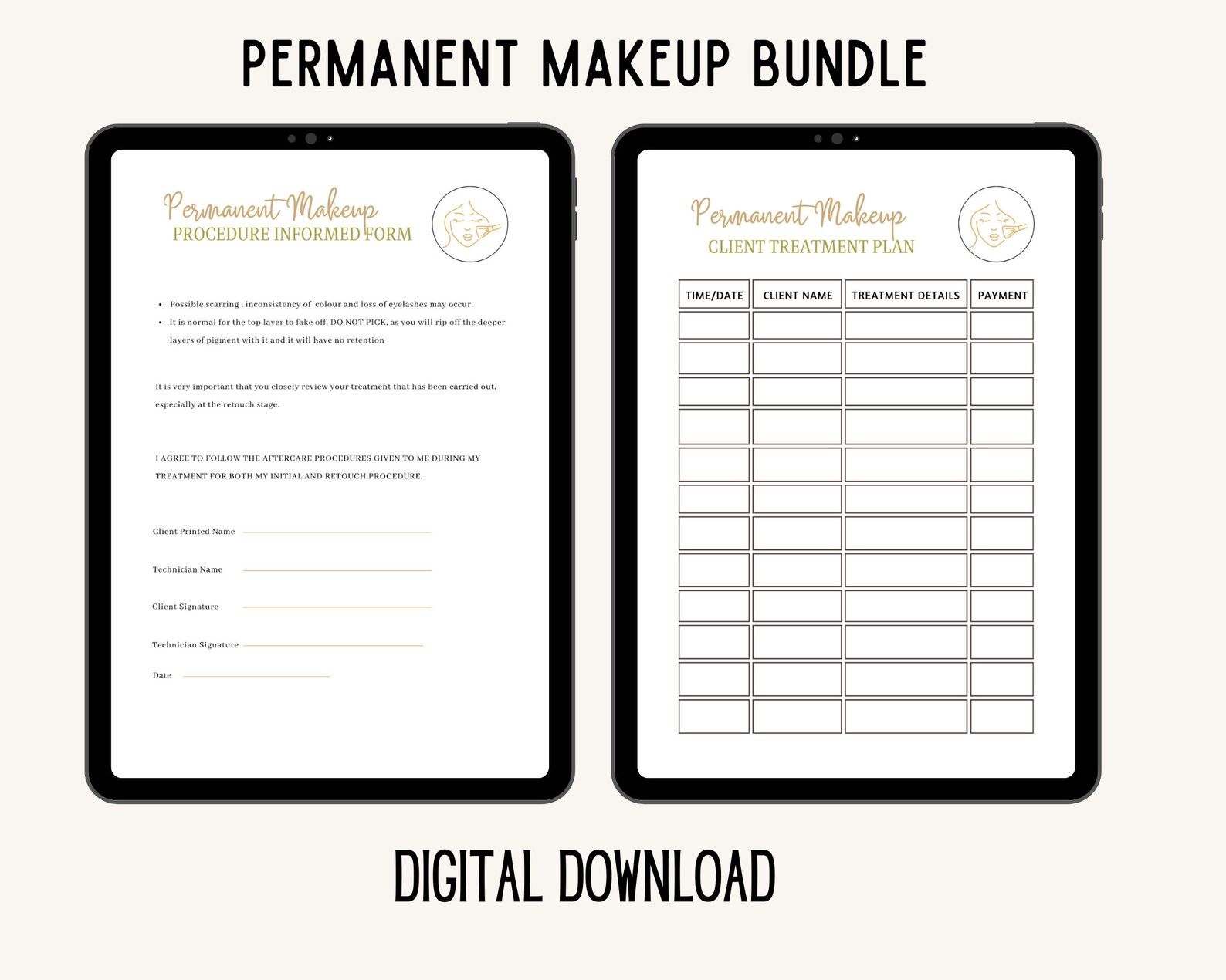 Editable Permanent Makeup Bundle Esthetician Forms Microblading Forms PMU Consent Form PMU ...