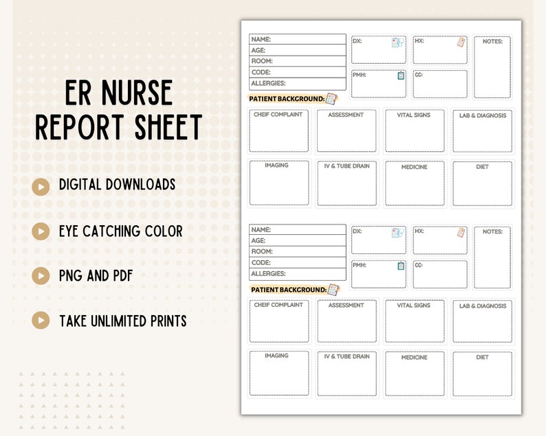 ER Nurse Report Sheet - ER Nurse Report - ER Report Sheet - Er Nurse ...