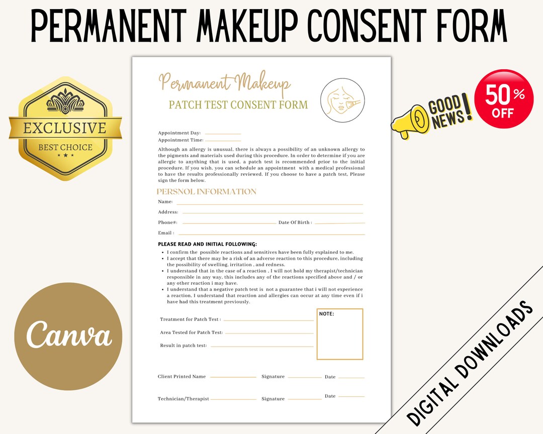 Editable PMU Consent Form Esthetician Forms Microblading - Etsy Canada