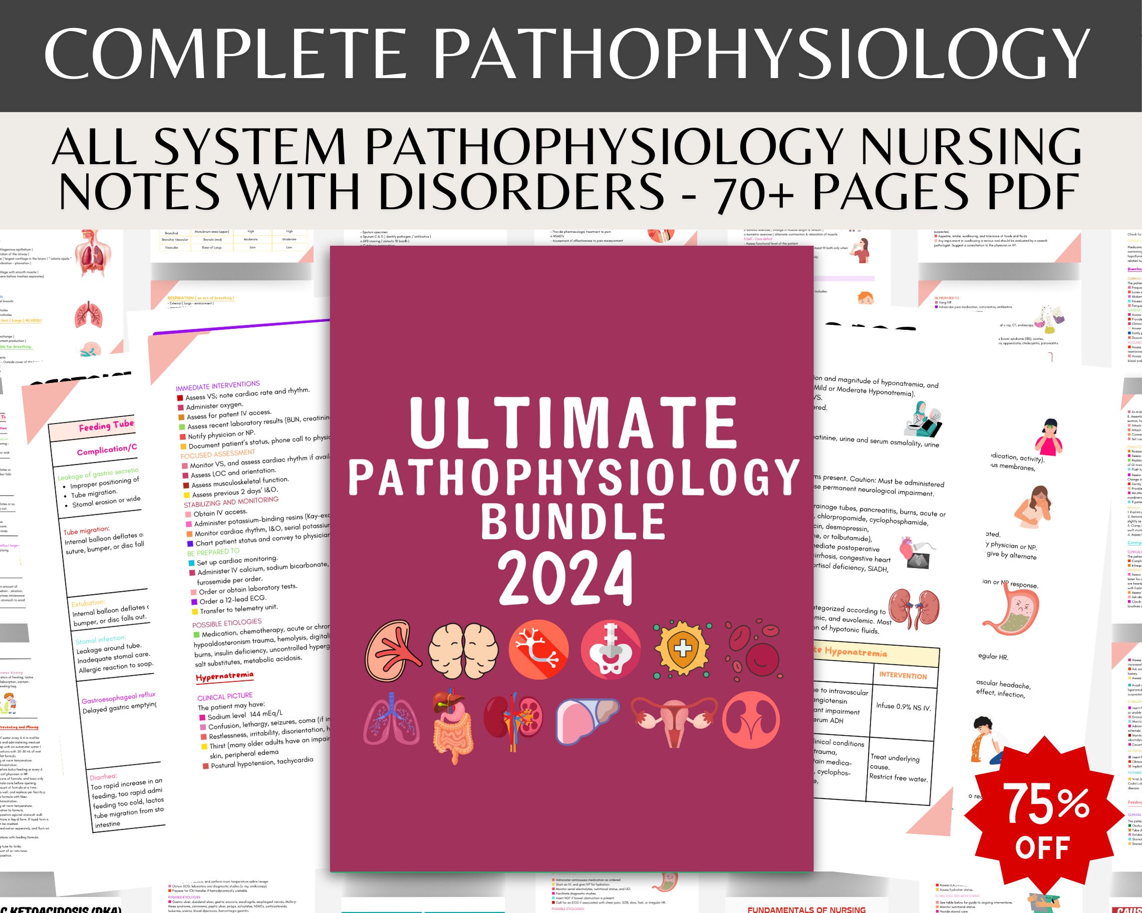 Pathophysiology Study Guide Bundle 70 Pages, Pathophysiology Nursing ...