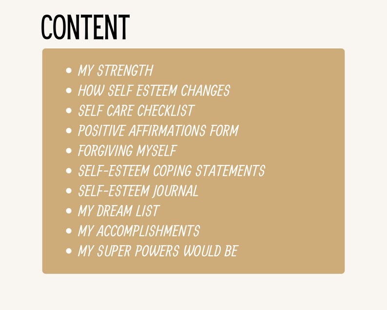 Self Esteem Workbook: CBT, DBT Therapy Worksheets (PDF) - Etsy