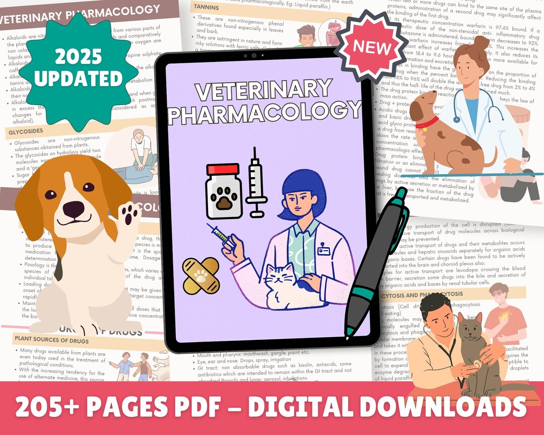 Veterinary Pharmacology Bundle 200+ Pages: Antibiotics,gi, Cardio ...