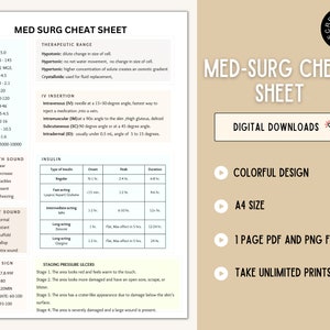 Med Surg Nursing Cheat Sheet: Lab Values, Insulin, and More (PDF & PNG ...