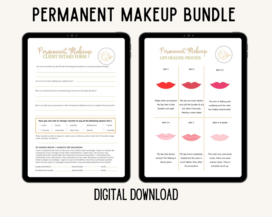 Editable Permanent Makeup Bundle Esthetician Forms Microblading Forms ...