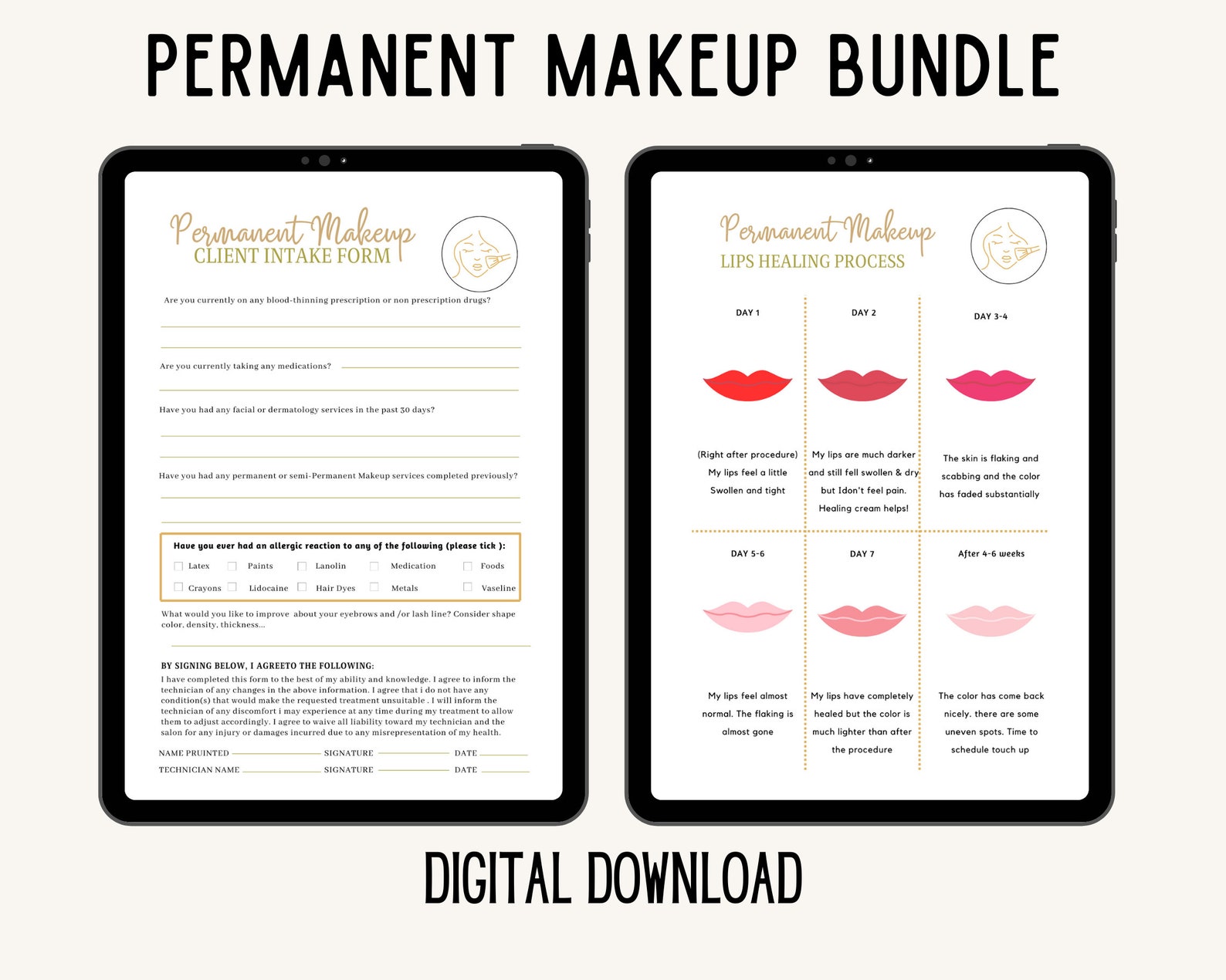 Editable Permanent Makeup Bundle Esthetician Forms Microblading Forms ...
