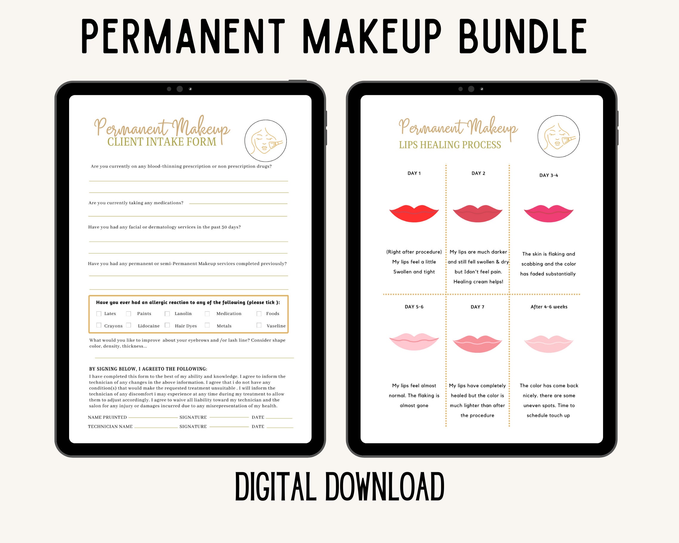 Editable Permanent Makeup Bundle Esthetician Forms Microblading Forms ...