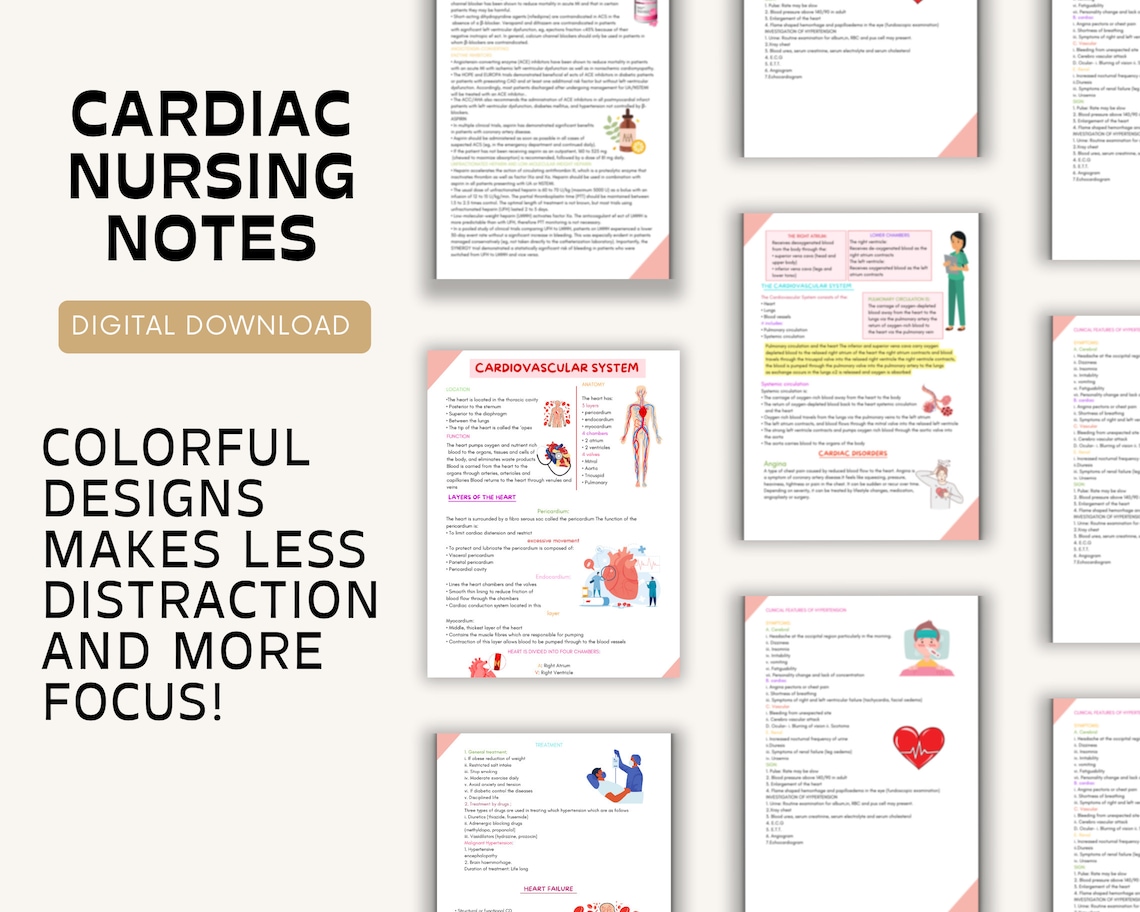 Cardiac Nursing Study Guide Cardiac Disorders Nursing Bundle Cardiology ...